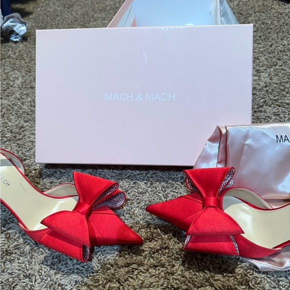 MACH & MACH | Shoes | Mach Mach Red Heels With Bow | Poshmark